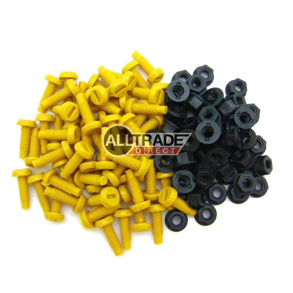 Number Plate 19mm Bolts & Nuts | Black, Yellow & White Fixings ...